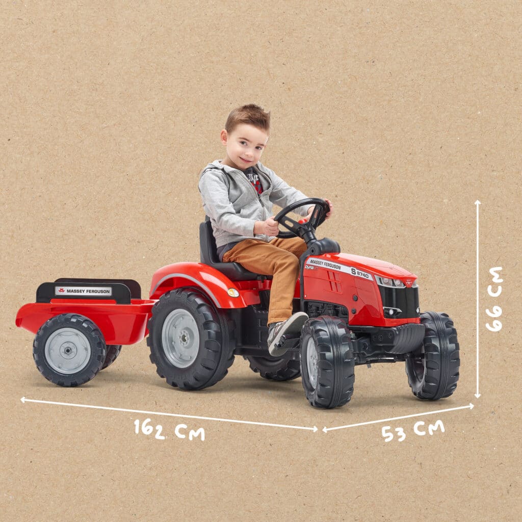 Red Massey Ferguson S8740 pedal tractor with trailer | FALK - Toys that ...